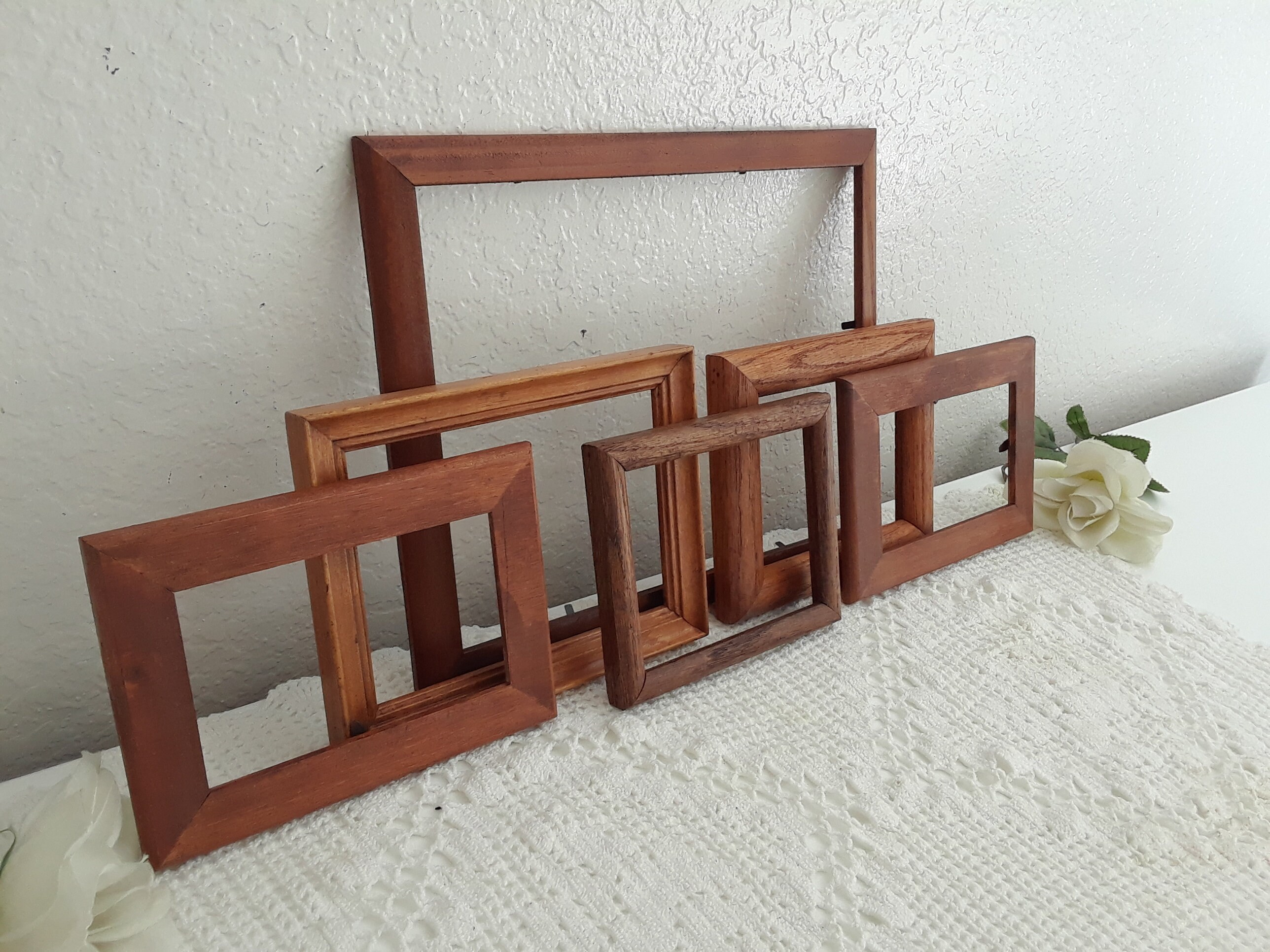 Vintage Wood Picture Frame Set Photo Gallery Collection Mid Century ...