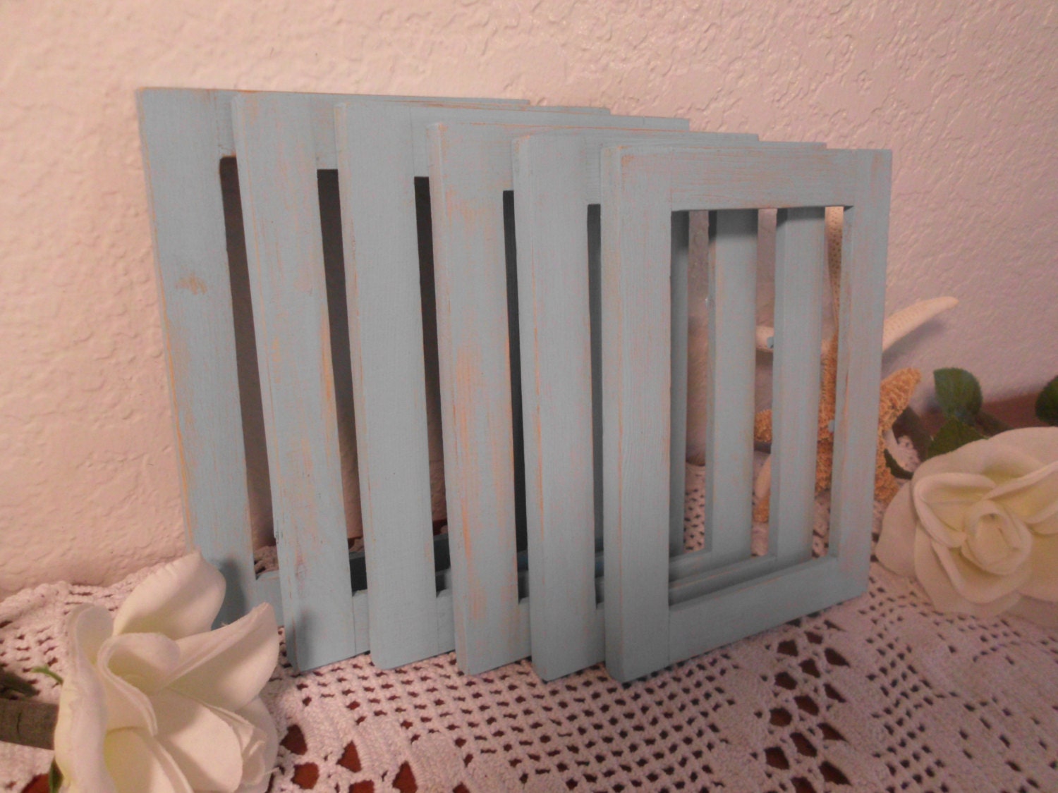 Light Sky Blue Frame Beach Cottage Shabby Chic 4 X 6 Picture Photo ...