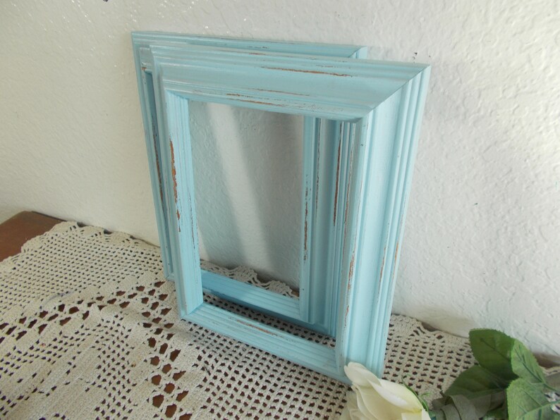 Light Blue Picture Frame up Cycled Vintage Wood 5 X 7 Photo Decoration ...