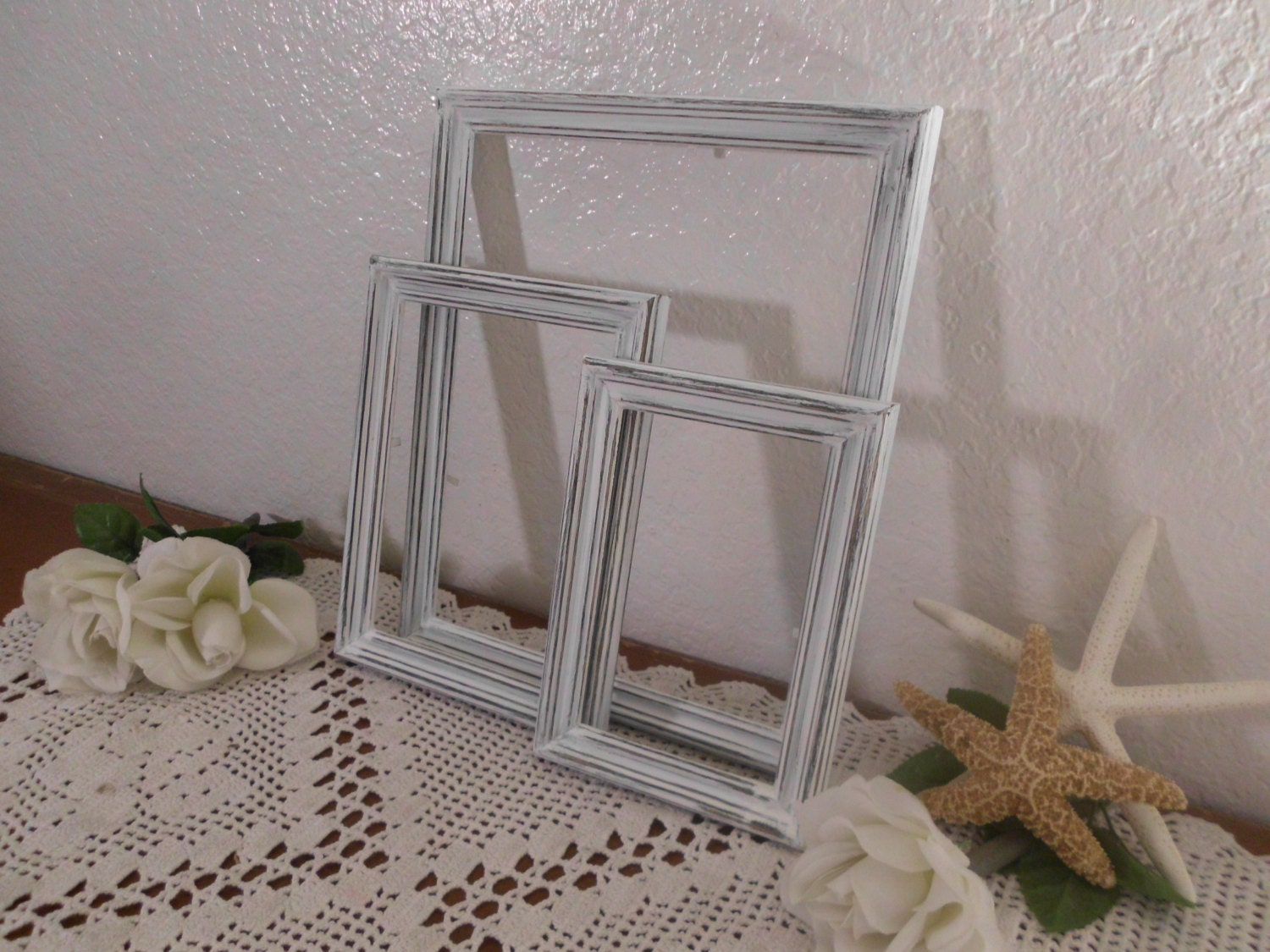 White Frame Set Rustic Shabby Chic Distressed Picture Photo - Etsy