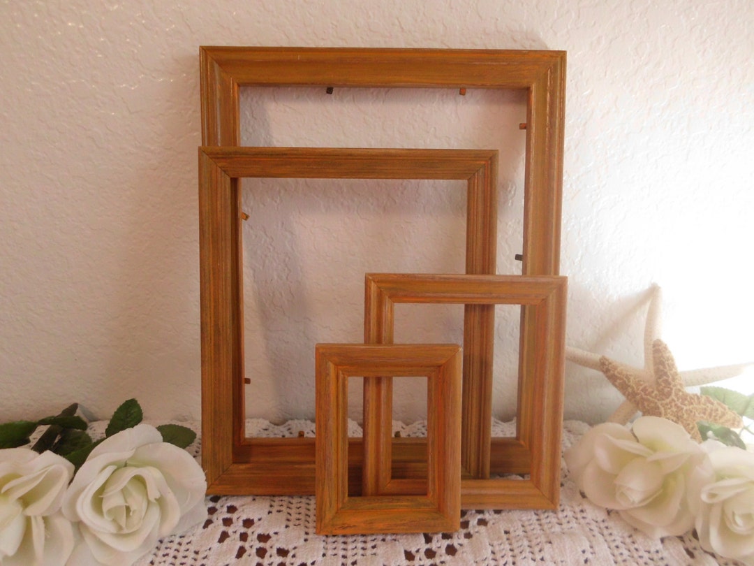 Orange Picture Frame Set Rustic Shabby Chic Distressed Photo Gallery ...