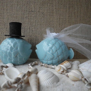 Beautiful Adorable Aqua Turquoise Blue Tropical Kissing Fish Ceramic ...