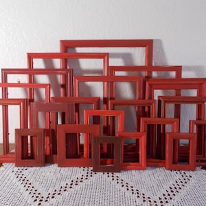 Rustic Red Frame Set Picture Photo Shabby Chic Distressed Wall Gallery ...