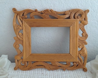 Wood Carved Picture Frame - Etsy