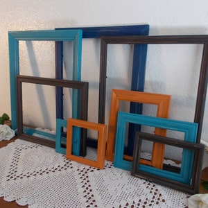 Rustic Burnt Orange Brown Aqua Turquoise Picture Frame Set Photo ...