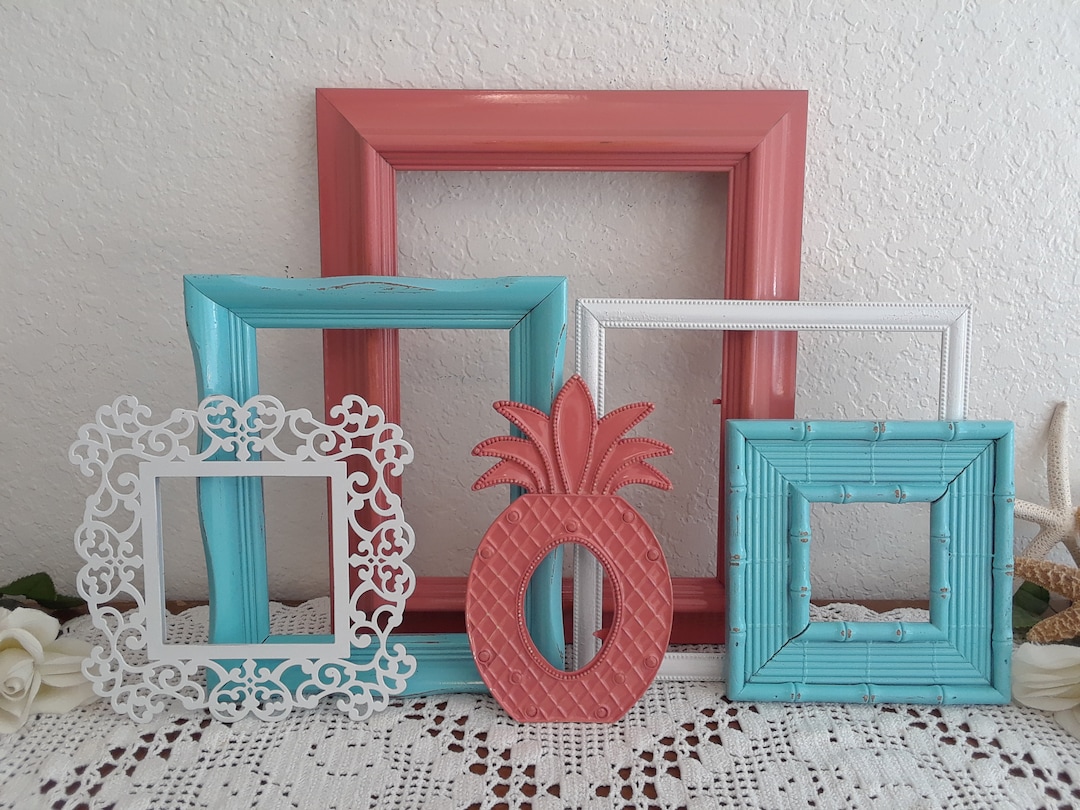 Beach Cottage Picture Frame Set Upcycled Vintage Photo Gallery ...