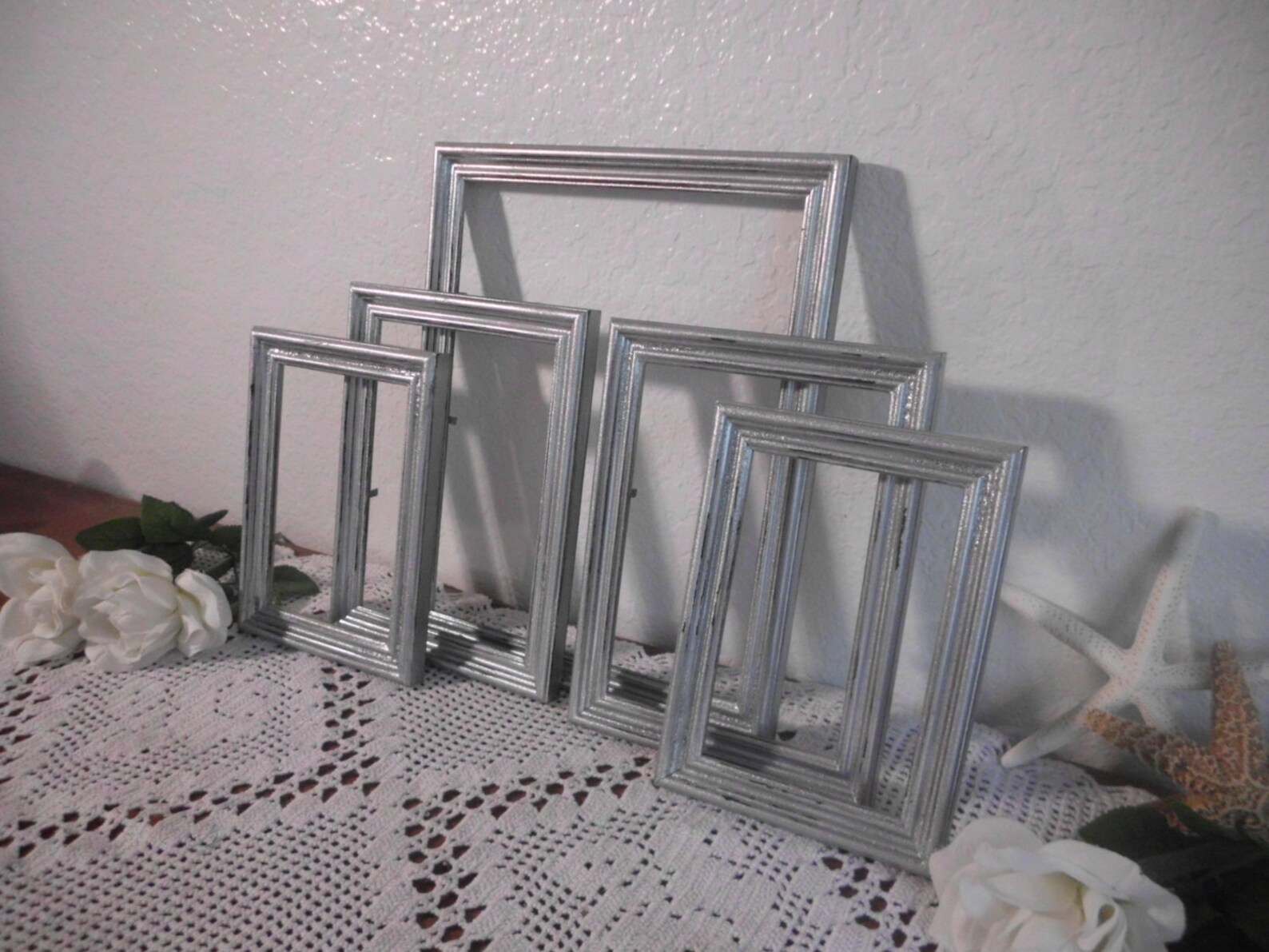 Silver Frame Set Sparkly Glitter Shabby Chic Picture Photo Christmas ...