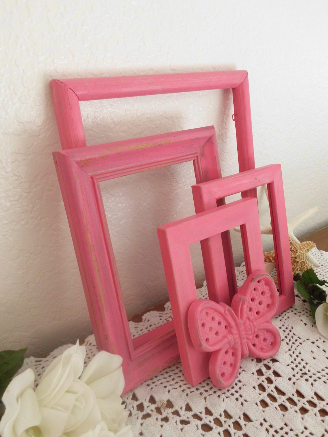 Pink Frame Set Shabby Chic Picture Photo Butterfly Collection | Etsy
