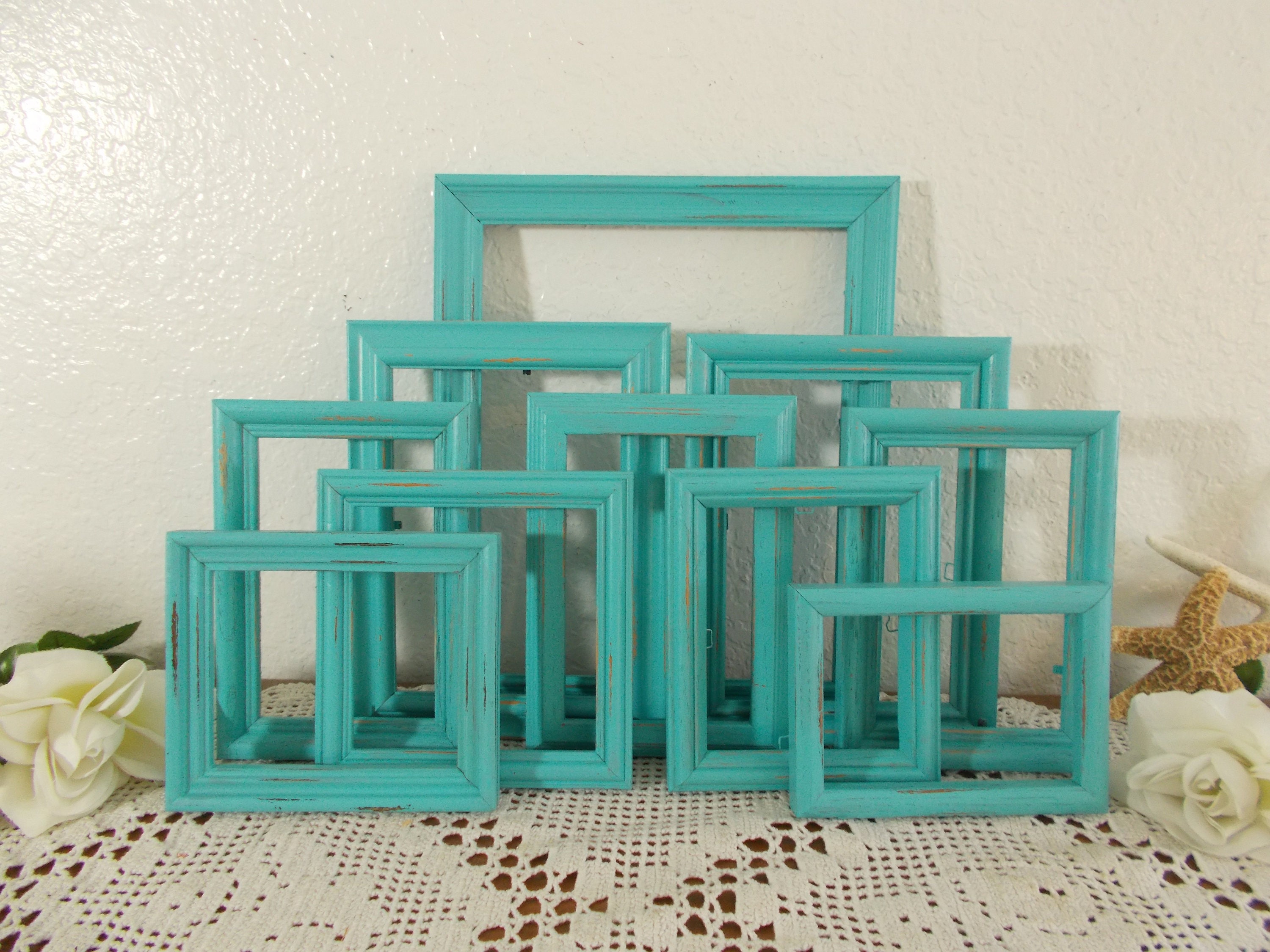 Blue Picture Frame Set up Cycled Vintage Rustic Shabby Chic | Etsy