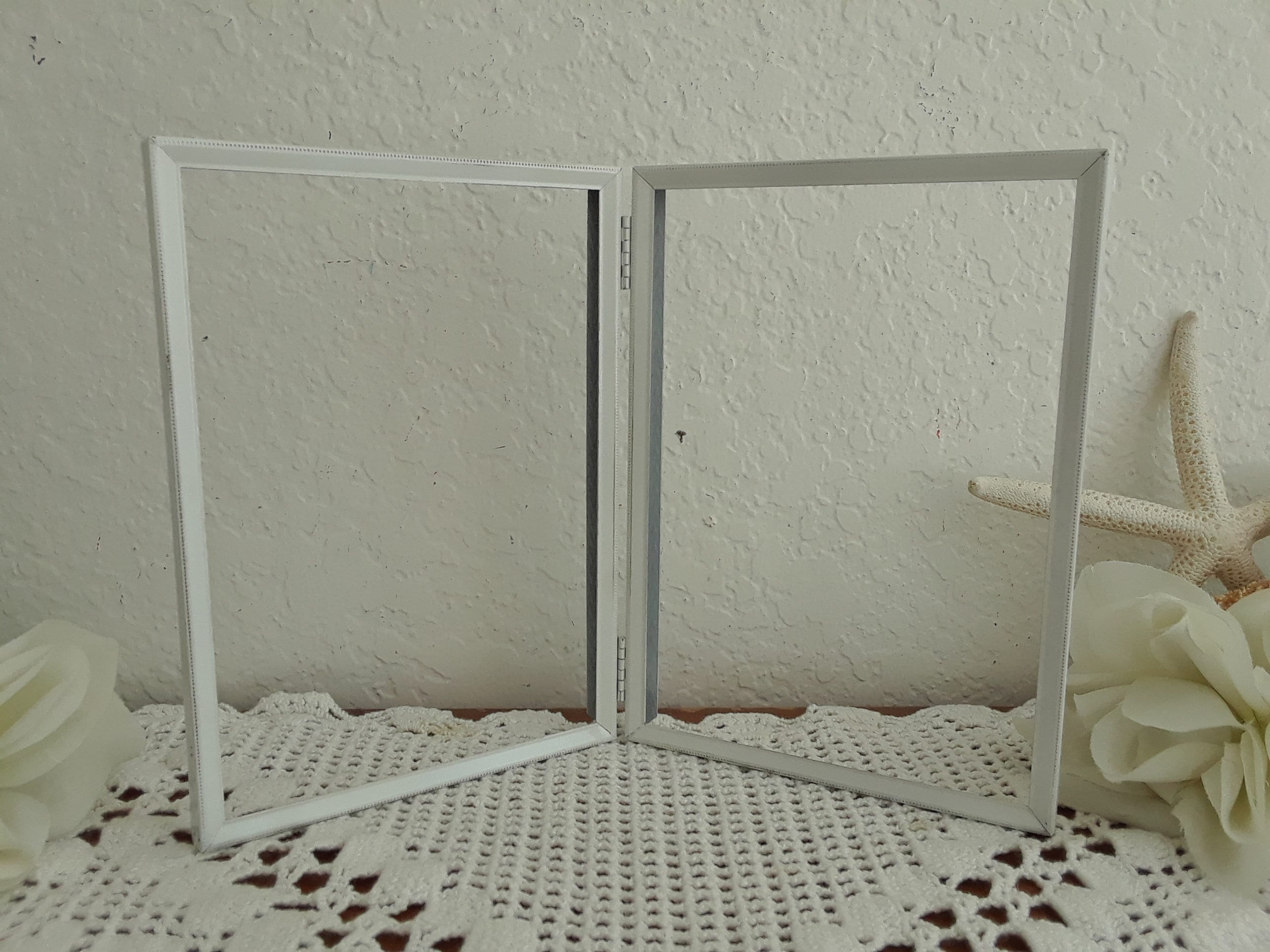 White Shabby Chic Hinged Picture Frame Two 5x7 Double Sided | Etsy