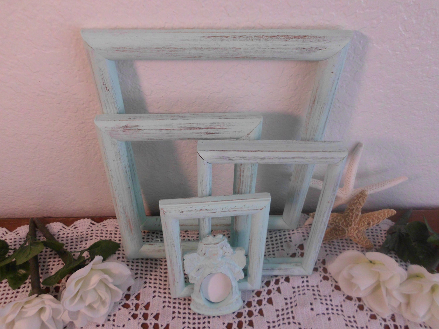 Mint Green Picture Frame Set Rustic Shabby Chic Distressed | Etsy