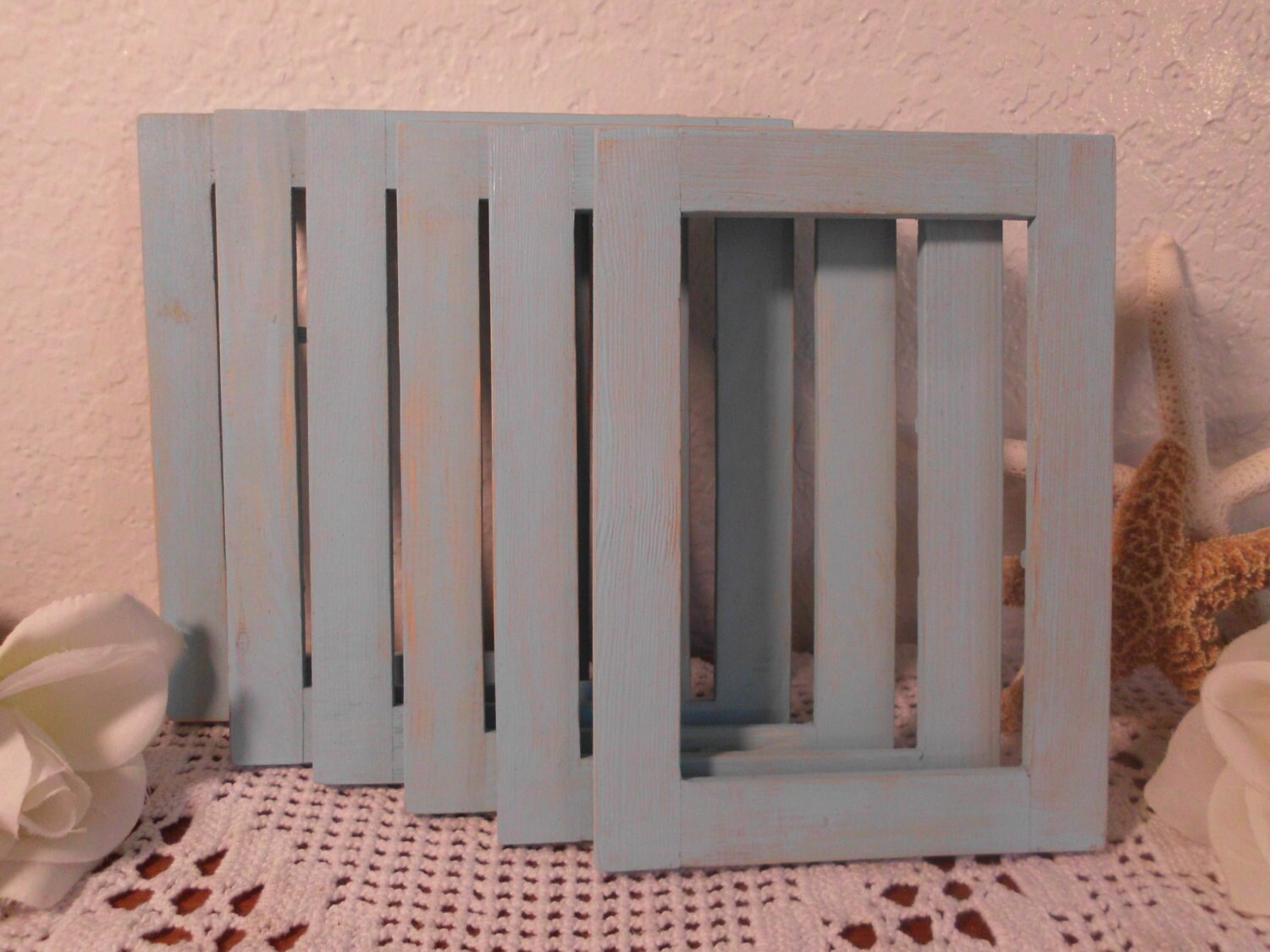 Light Sky Blue Frame Beach Cottage Shabby Chic 4 X 6 Picture Photo ...