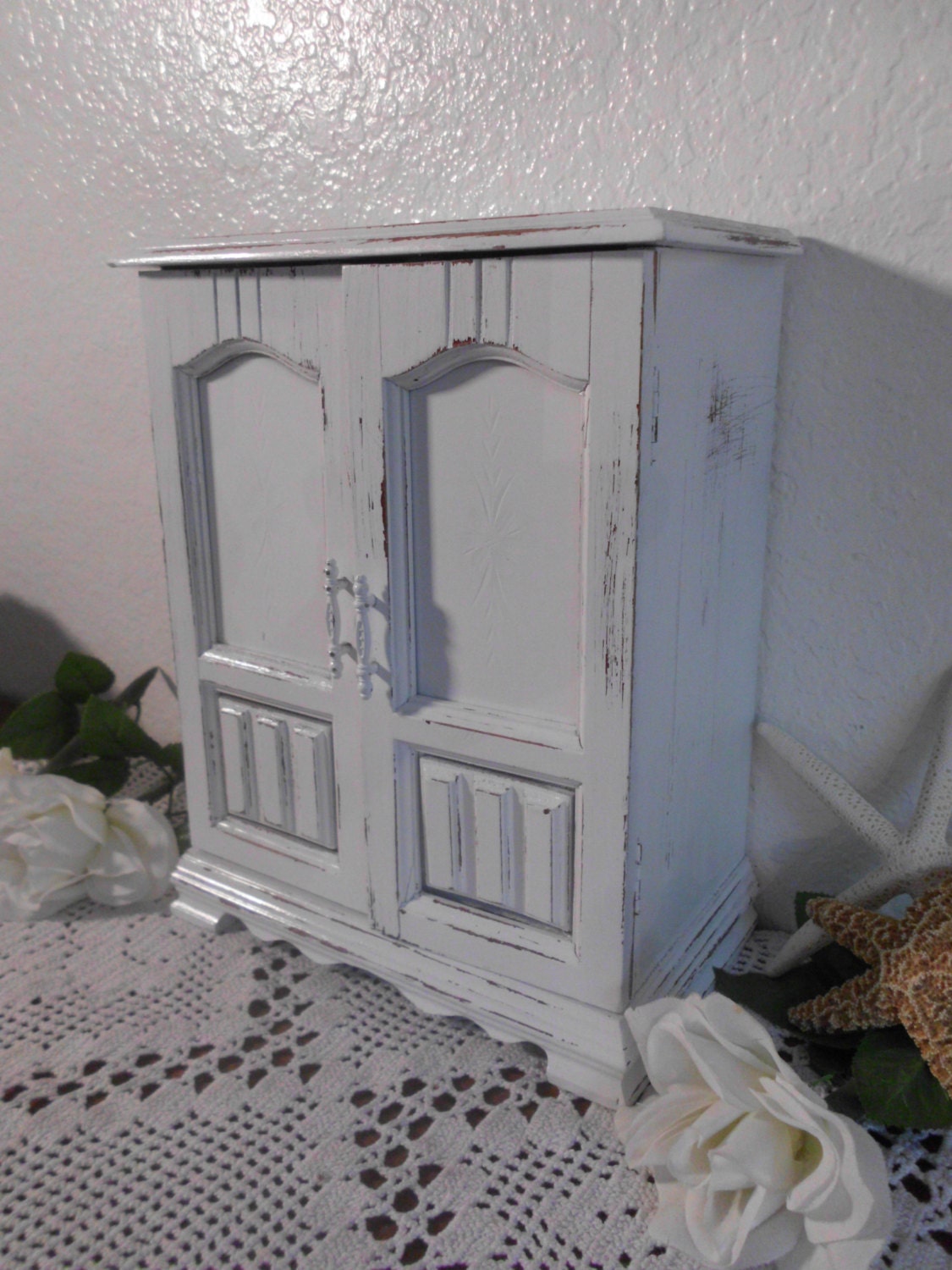 White Jewelry Box Rustic Shabby Chic Distressed Beach Cottage - Etsy