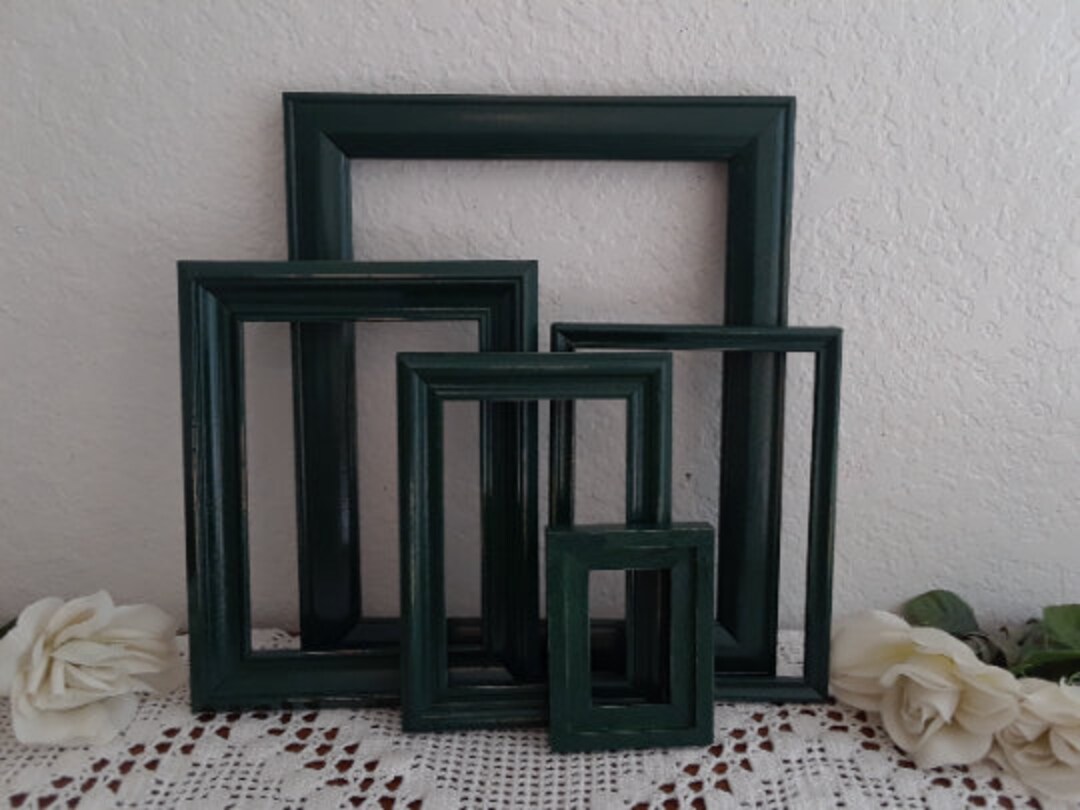 Dark Green Picture Frame Set up Cycled Vintage Rustic Shabby - Etsy