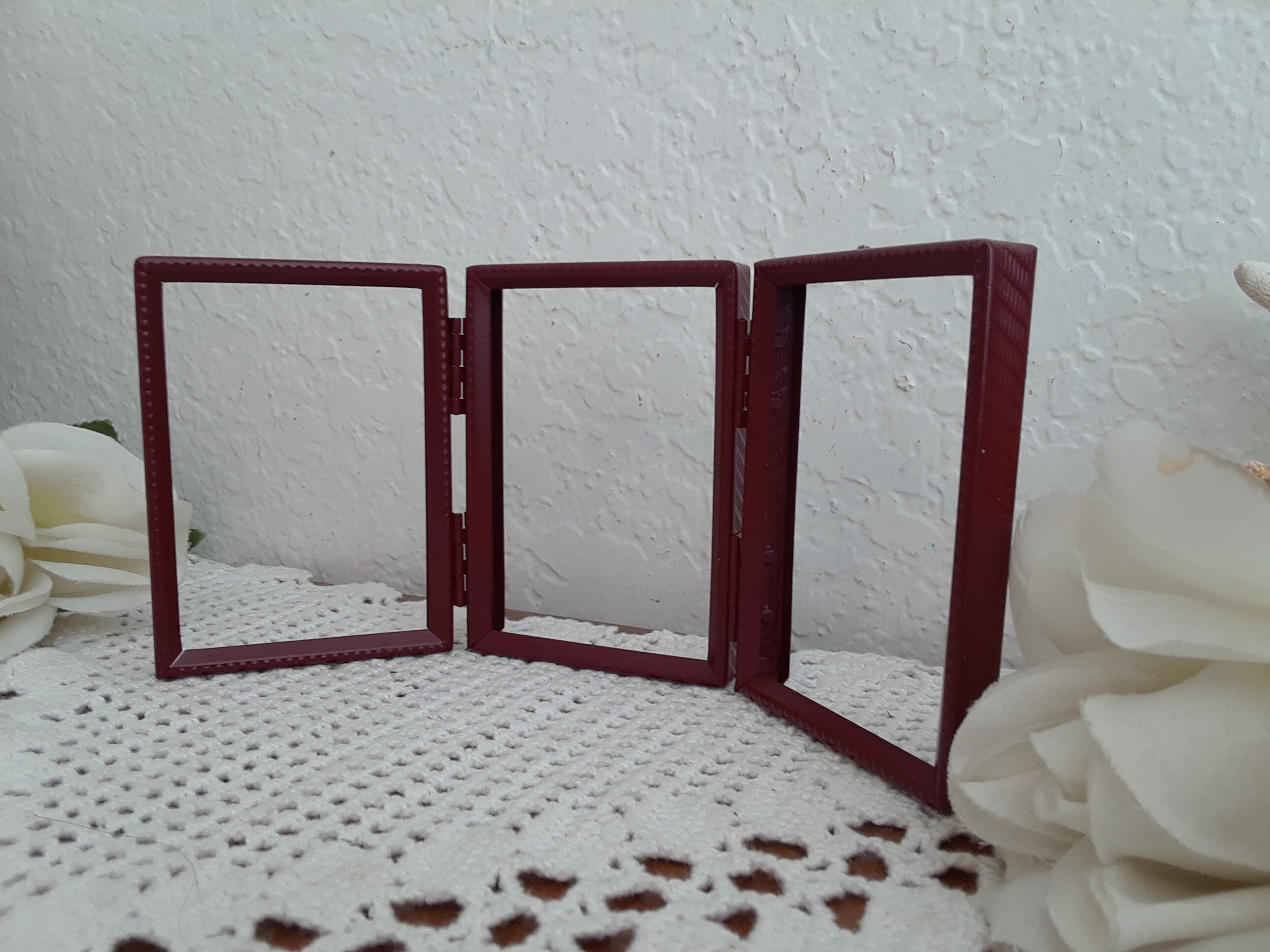 Burgundy Red Wine Picture Frame up Cycled Vintage Metal 3.5 X 5 Trio ...