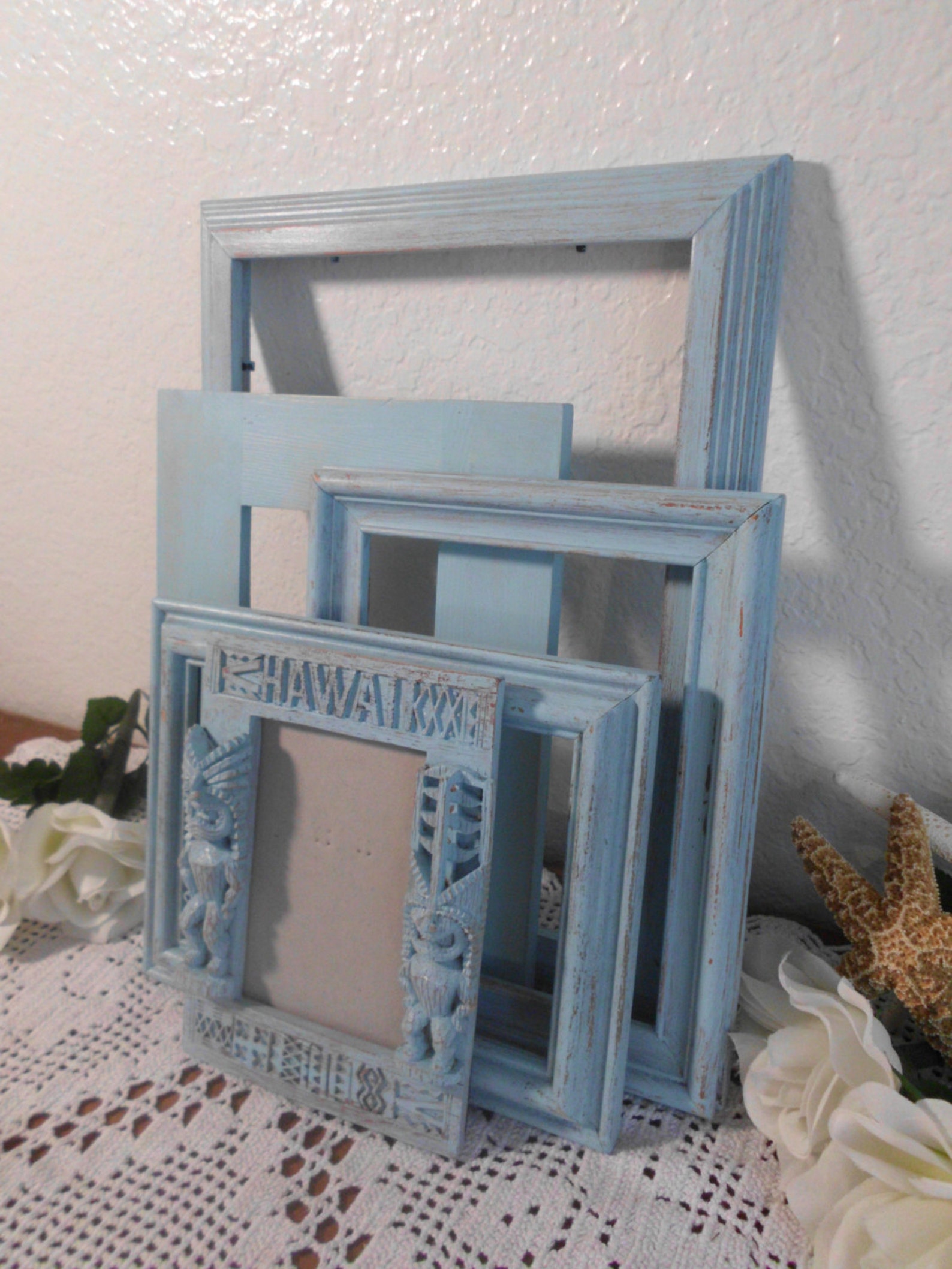 Light Blue Frame Set Shabby Chic Distressed Picture Photo - Etsy