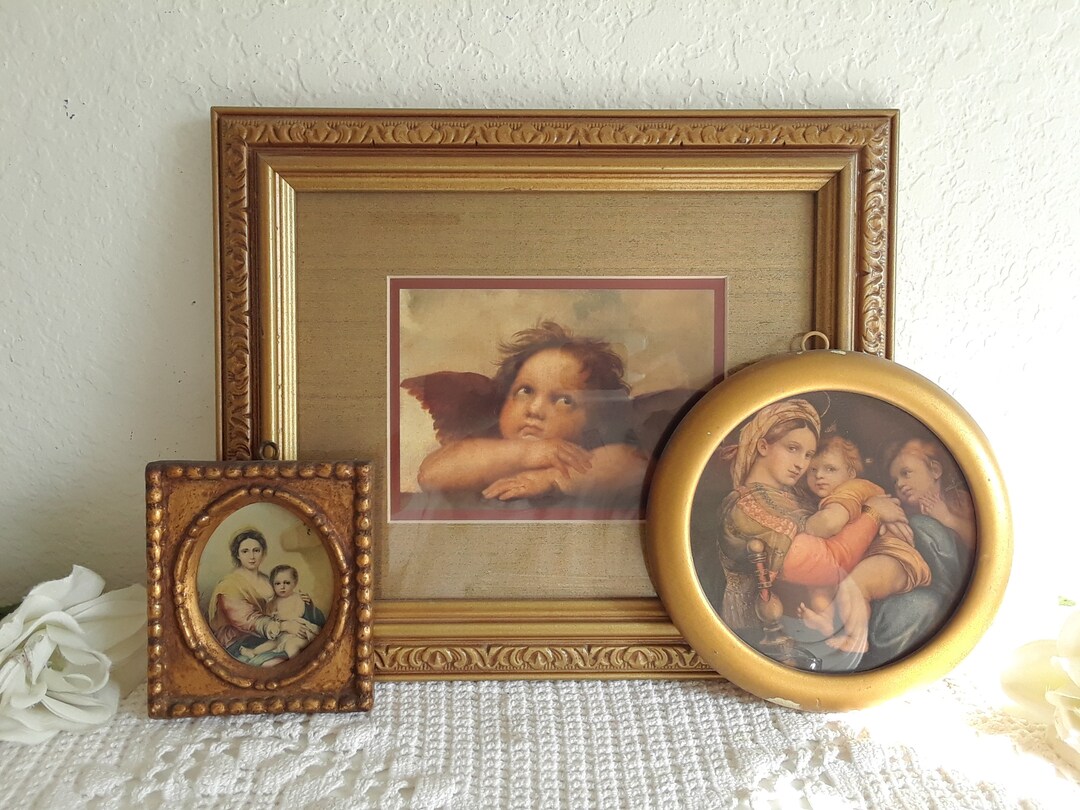 Vintage Gold Wall Gallery Collection Set Framed Lithograph Print ...