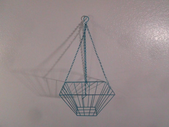 Turquoise Teal Blue Hanging Planter Basket Beach Cottage | Etsy