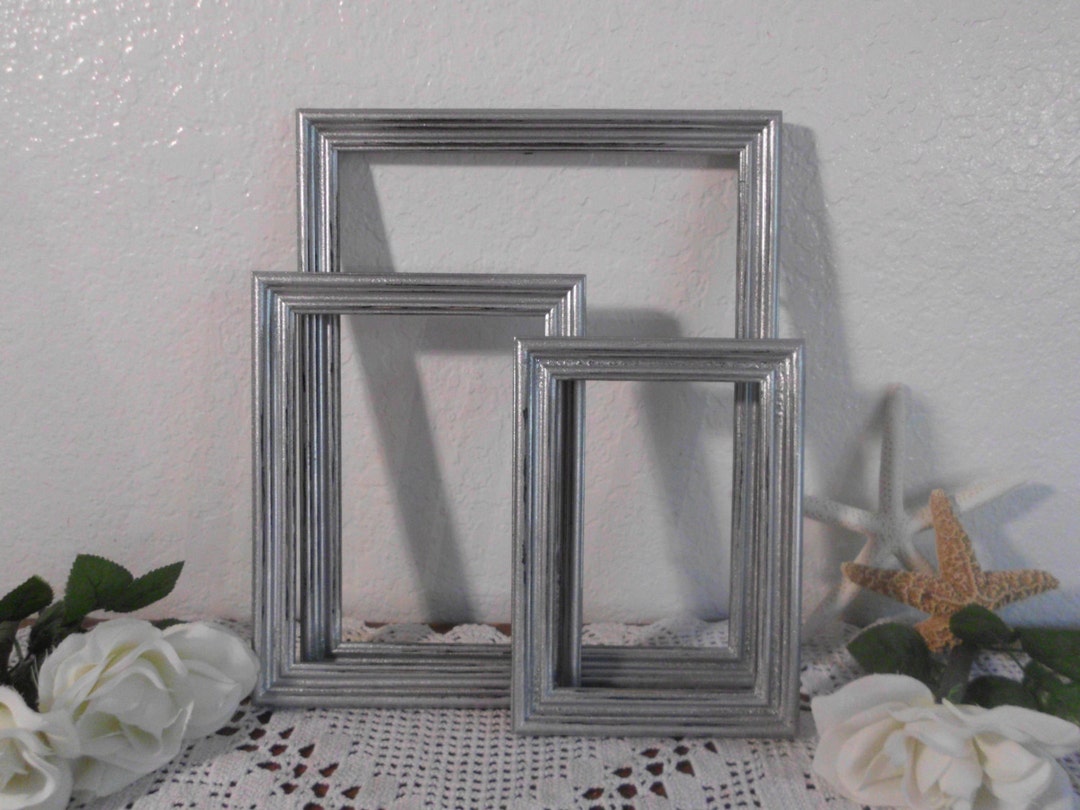 Silver Frame Set Rustic Shabby Chic Distressed Picture Photo Hollywood ...
