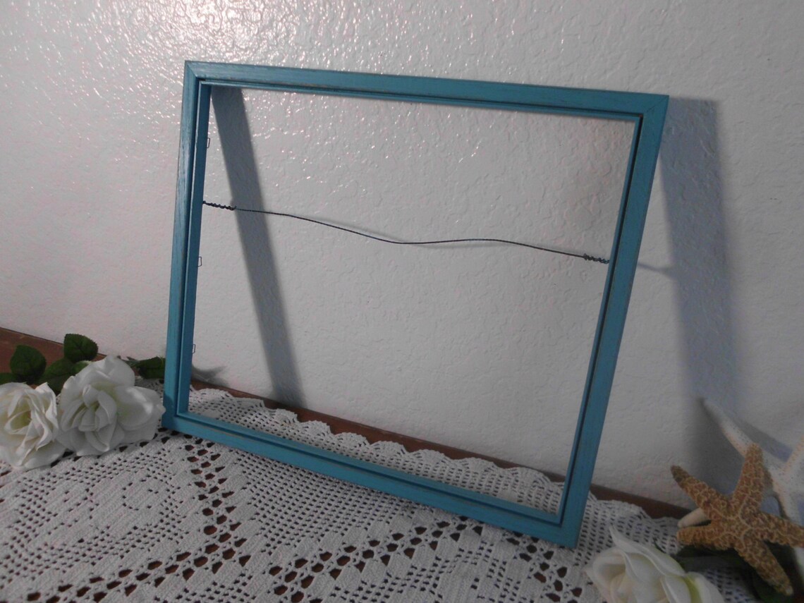Aqua Turquoise Blue Frame 12 X 14 Shabby Chic Picture Photo Beach ...