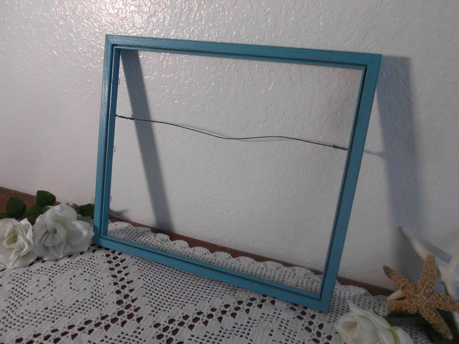 Aqua Turquoise Blue Frame 12 X 14 Shabby Chic Picture Photo Beach ...