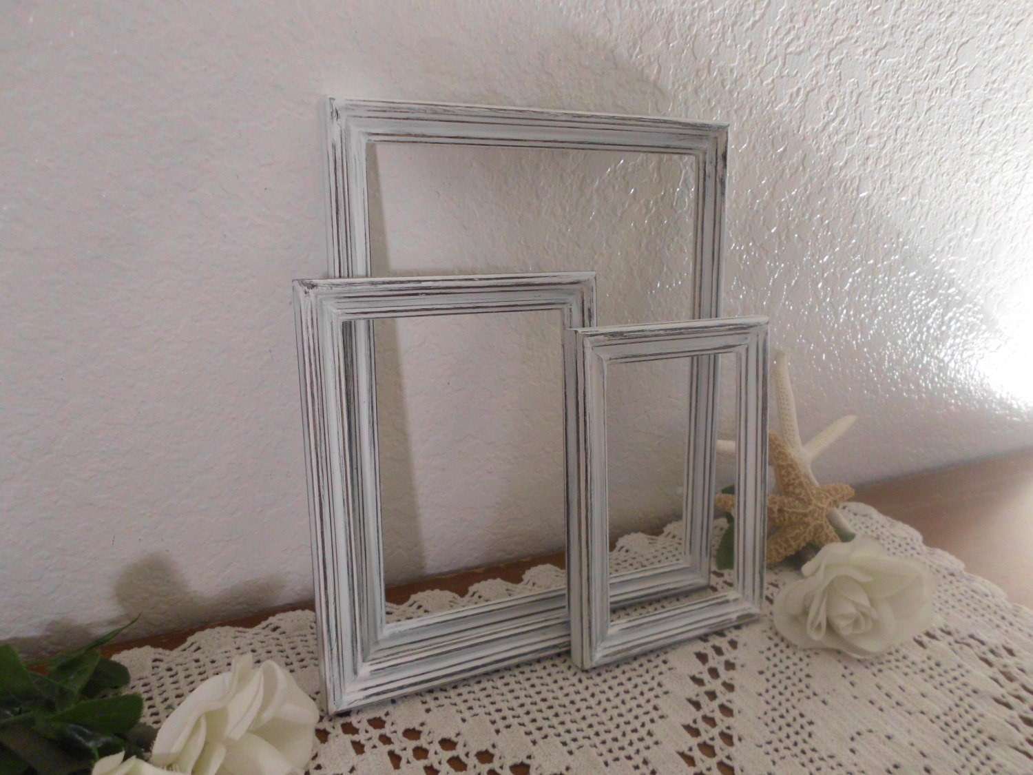 White Frame Set Rustic Shabby Chic Distressed Picture Photo - Etsy