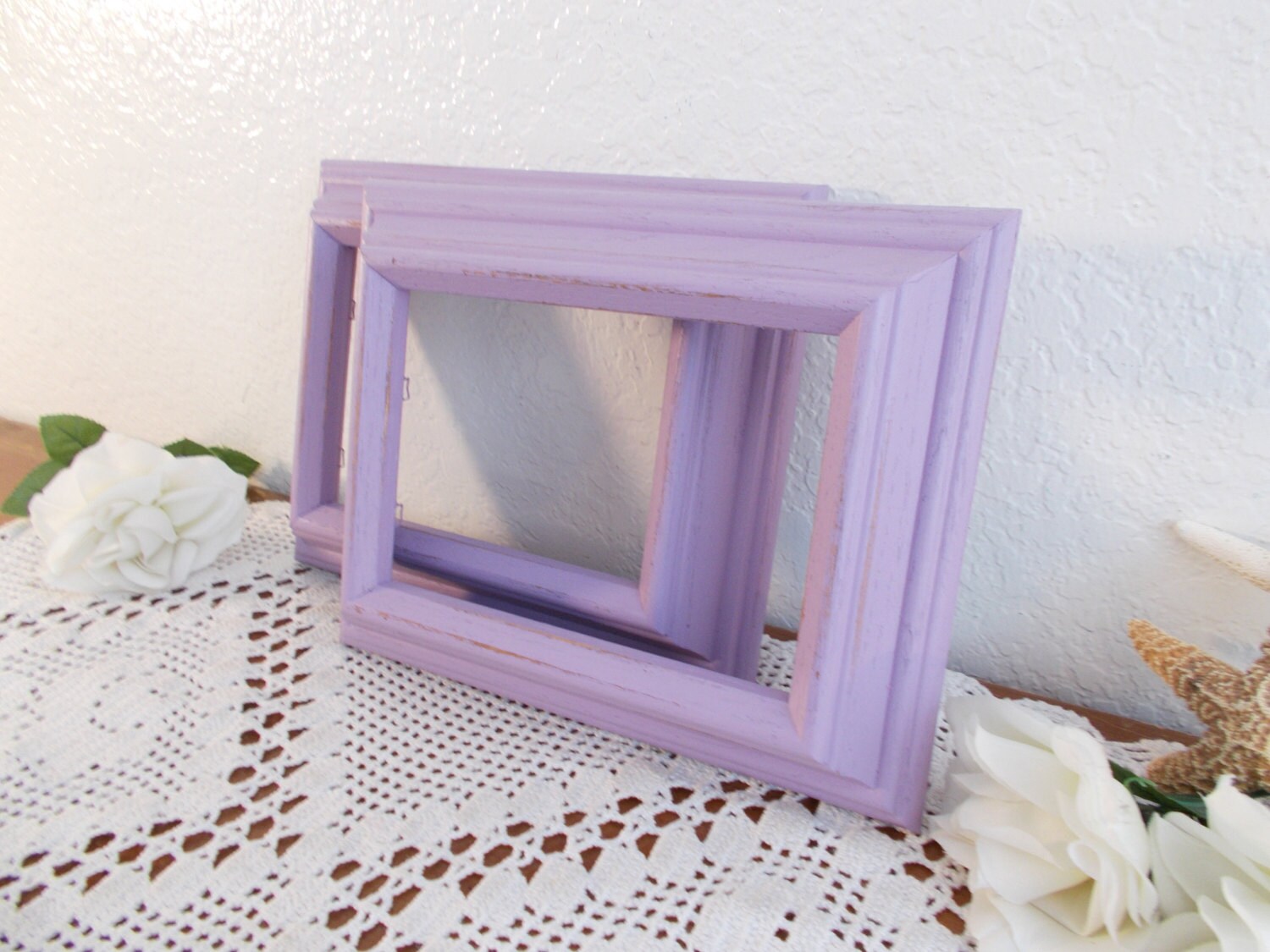Lavender Purple Frame Set Rustic Distressed 5 X 7 Shabby Chic Spring ...