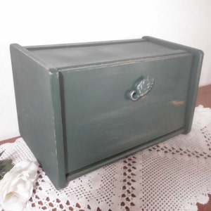 Green Bread Box Rustic Shabby Chic Distressed Wood Storage Country ...