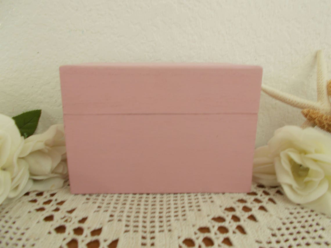 Pink Recipe File Box Index Card Storage Organizer Rustic Shabby Chic ...