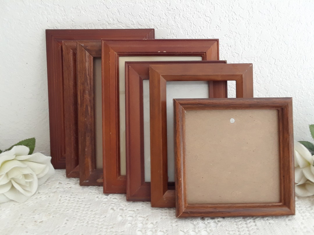 Vintage Wood Picture Frame Set Photo Gallery Collection Mid Century ...