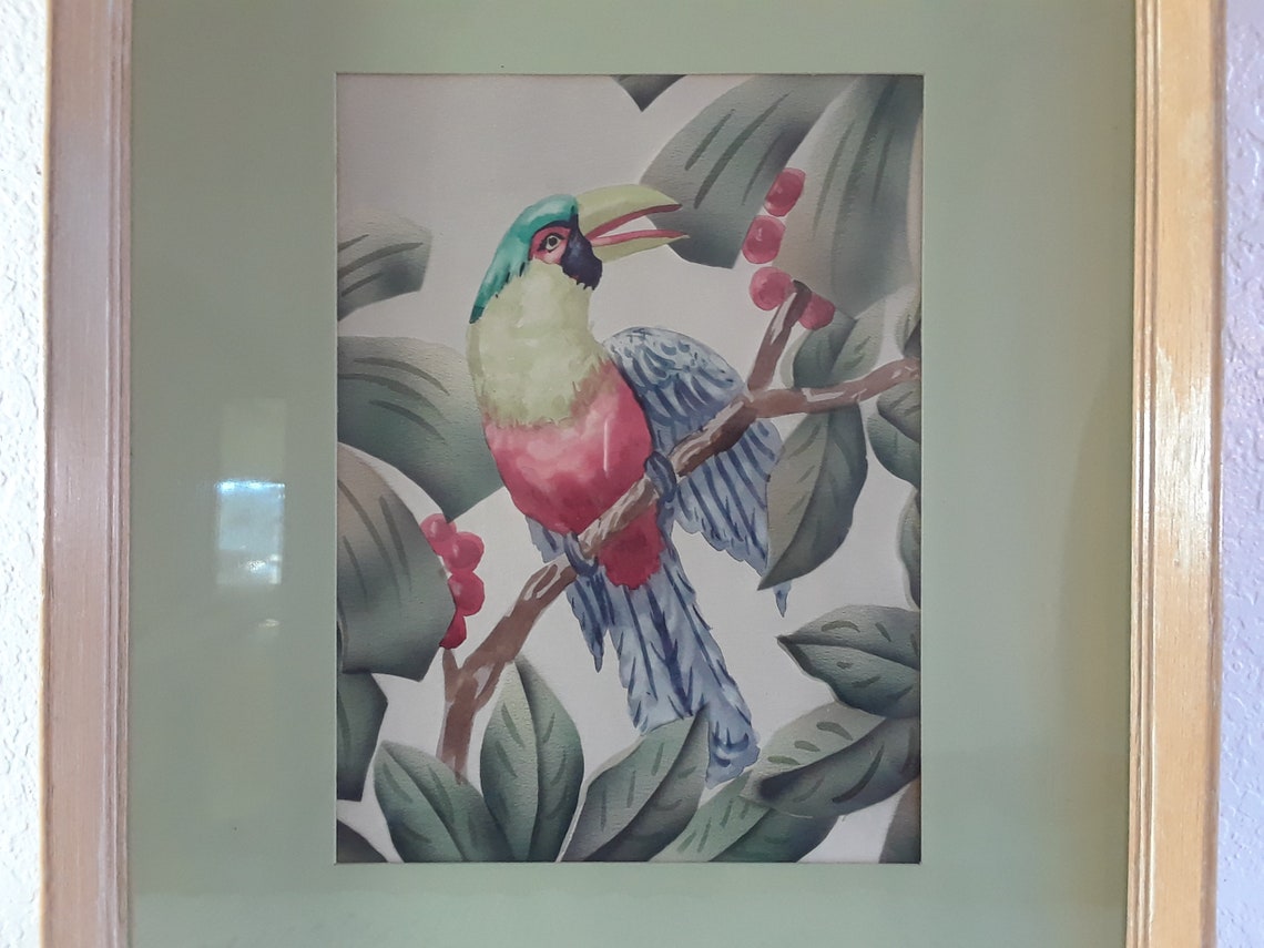 Vintage Shirrell Graves Art Deco Framed Airbrush Watercolor Painting ...