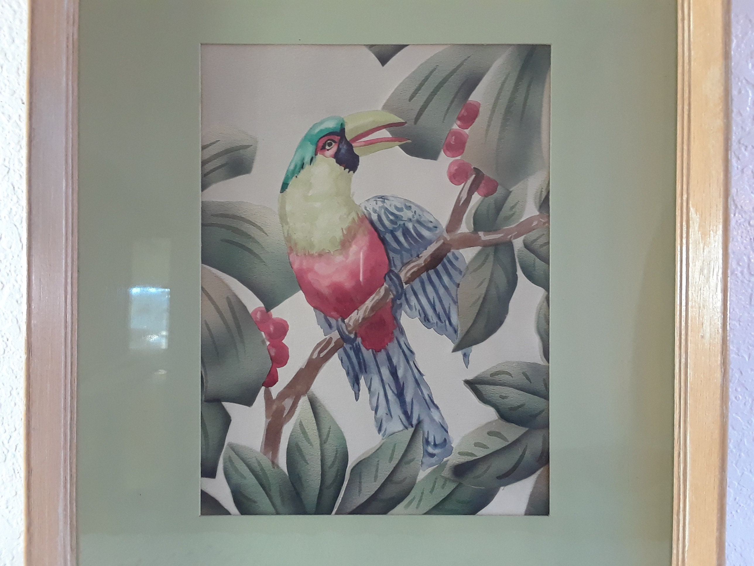 Vintage Shirrell Graves Art Deco Framed Airbrush Watercolor Painting ...