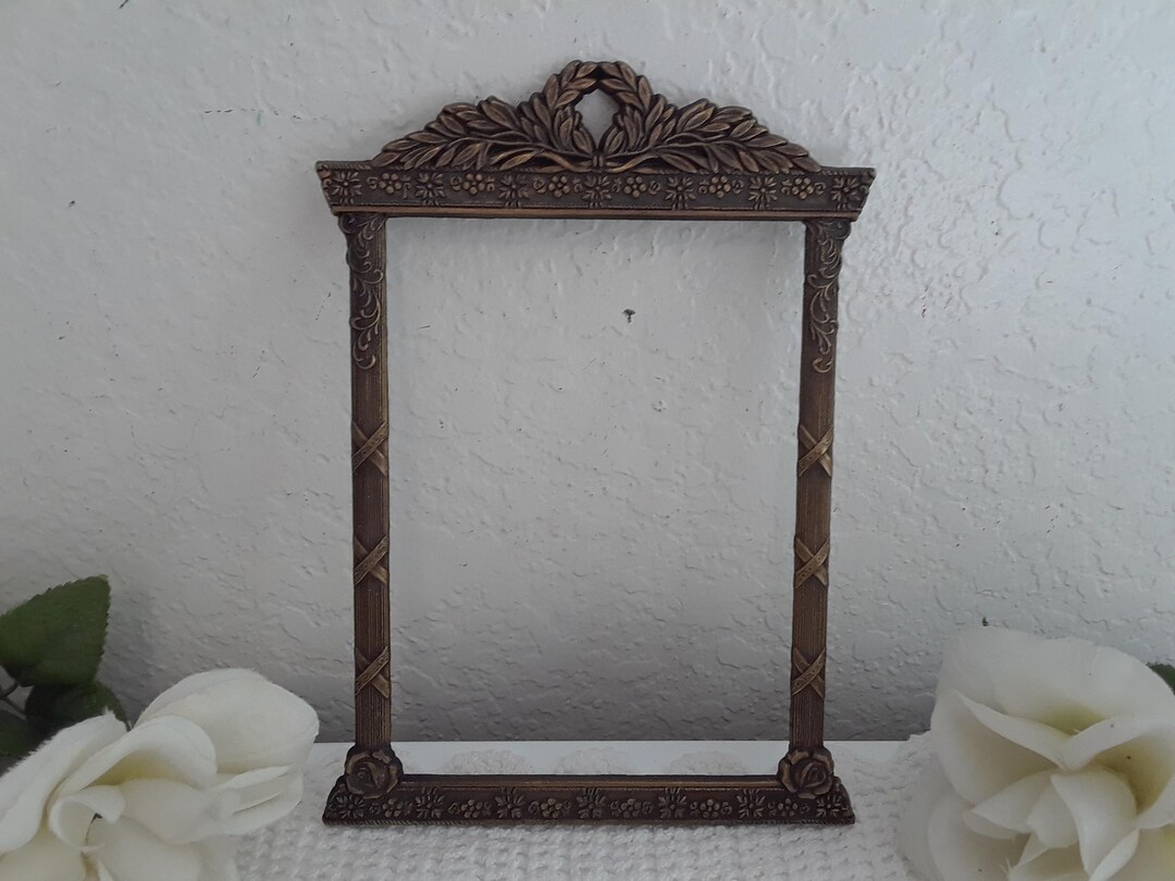 Vintage Dark Gold Picture Frame 5 X 7 Photo Decoration Flower Leaf ...
