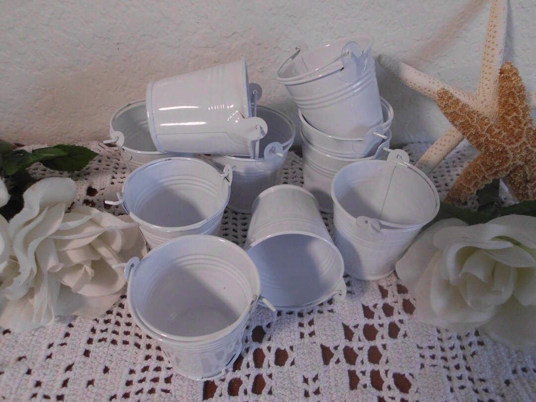 White Favor Pail With Handle Mini Bucket Hawaii Beach Destination ...