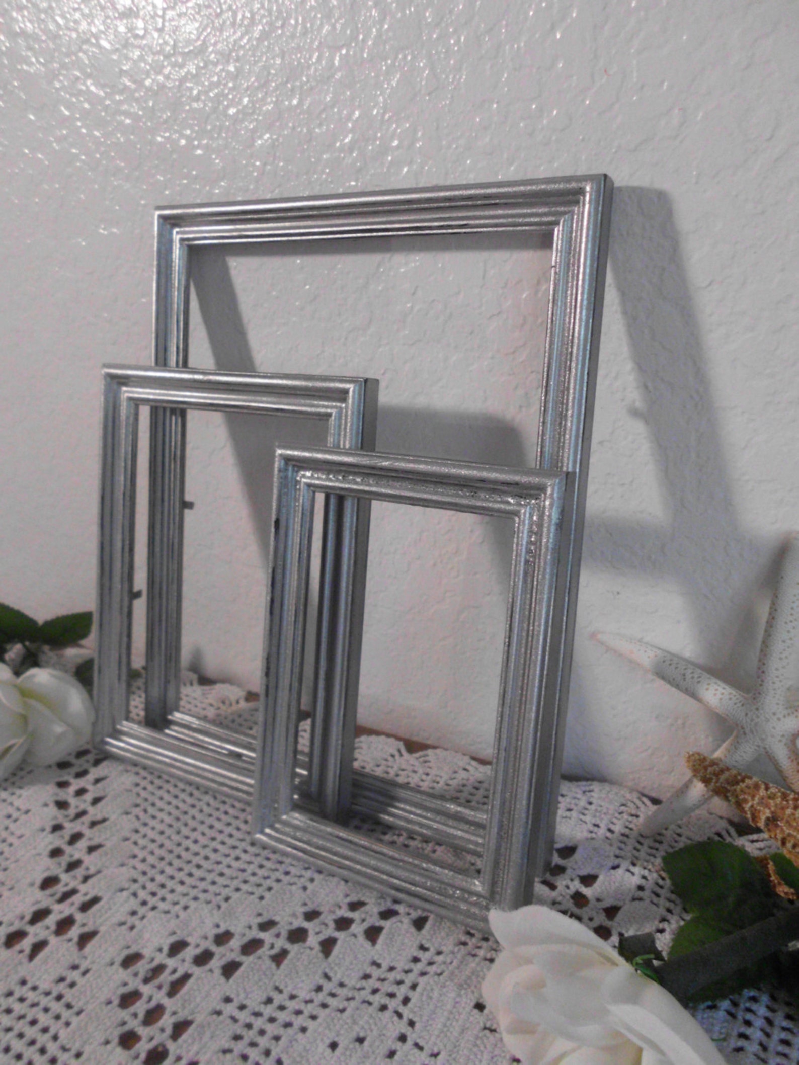 Silver Frame Set Rustic Shabby Chic Distressed Picture Photo - Etsy