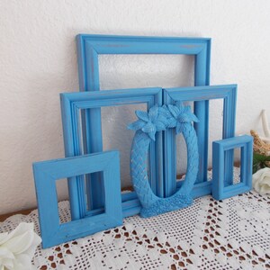 Blue Frame Set Shabby Chic Distressed Picture Photo Palm Tree ...