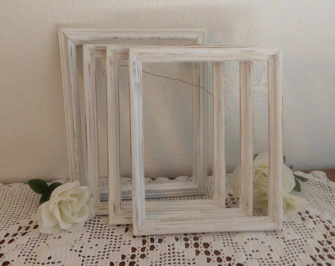 Distressed White Frame Rustic 8 X 10 Shabby Chic Wedding Decor Upcycled ...