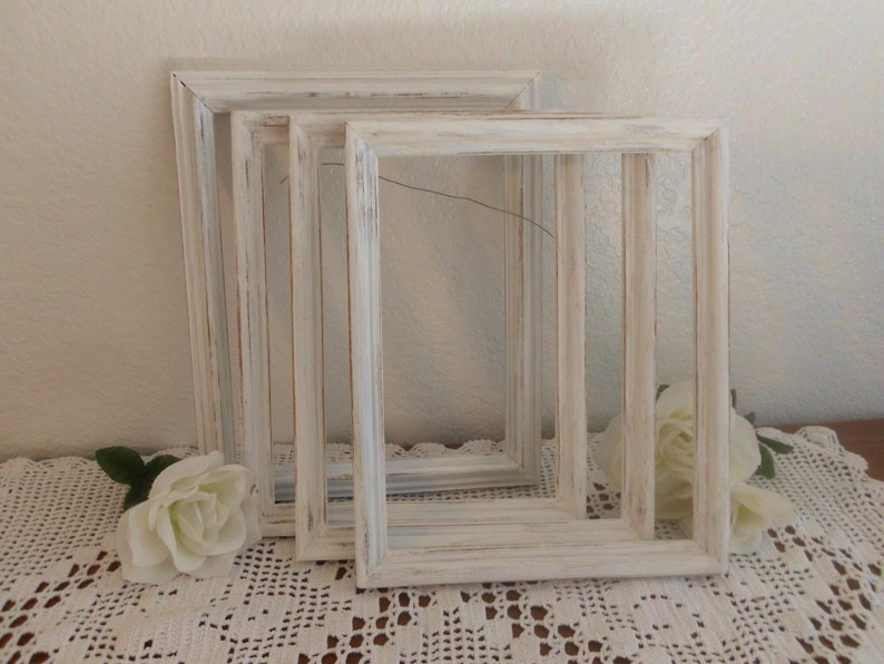 Distressed White Frame Rustic 8 X 10 Shabby Chic Wedding Decor Upcycled ...