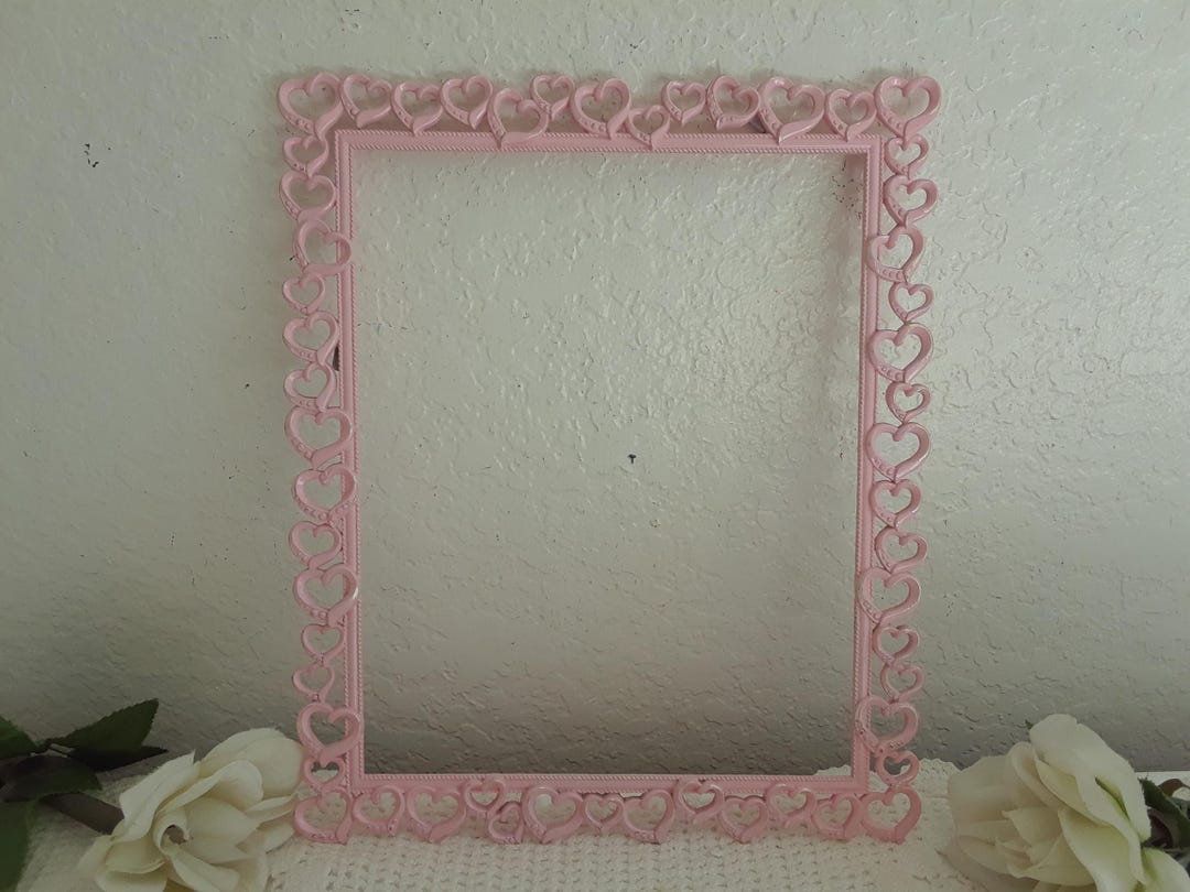Pink Heart Picture Frame Upcycled Vintage Shabby Chic Distressed Metal ...