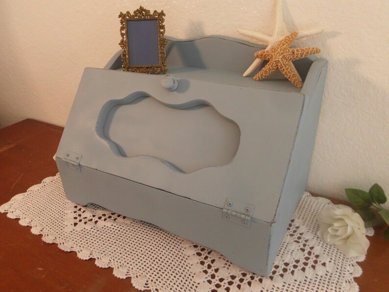 Blue Bread Box Rustic Shabby Chic Distressed Wood Storage - Etsy