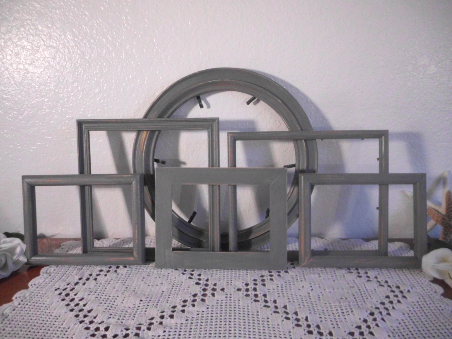 Gray Picture Frame Set Rustic Grey Shabby Chic Distressed French ...