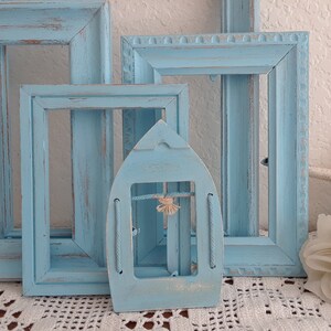 Light Blue Boat Picture Frame Set up Cycled Vintage Wood Photo Gallery ...