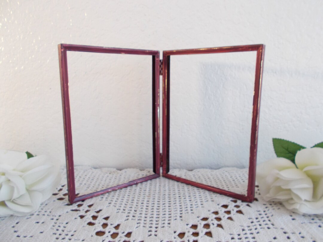 Burgundy Red Wine Picture Frame up Cycled Vintage Metal Rustic Shabby ...