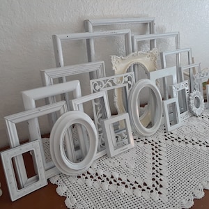White Shabby Chic Picture Frame Set up Cycled Vintage Photo Gallery ...