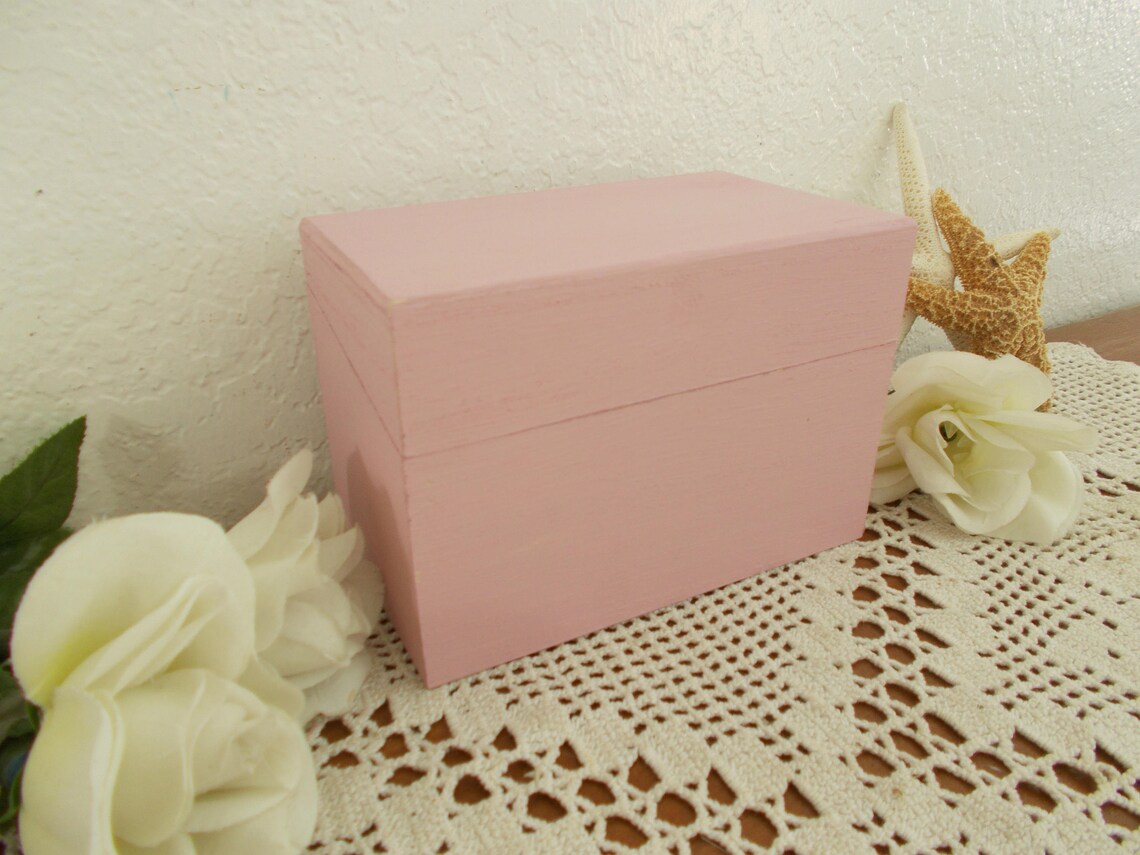Pink Recipe File Box Index Card Storage Organizer Rustic - Etsy