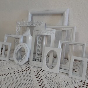 White Shabby Chic Picture Frame Set up Cycled Vintage Photo Gallery ...