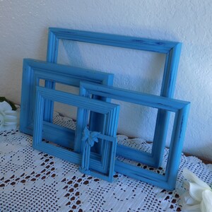 Turquoise Blue Picture Frame Set up Cycled Vintage Photo Decoration ...