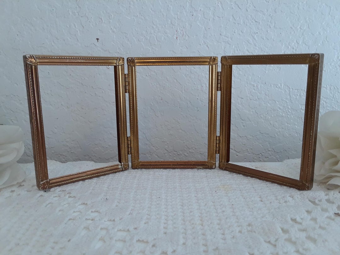 Vintage Ornate Gold Hinged Picture Frame 3 - 3.25x4.25 Trio Photo ...