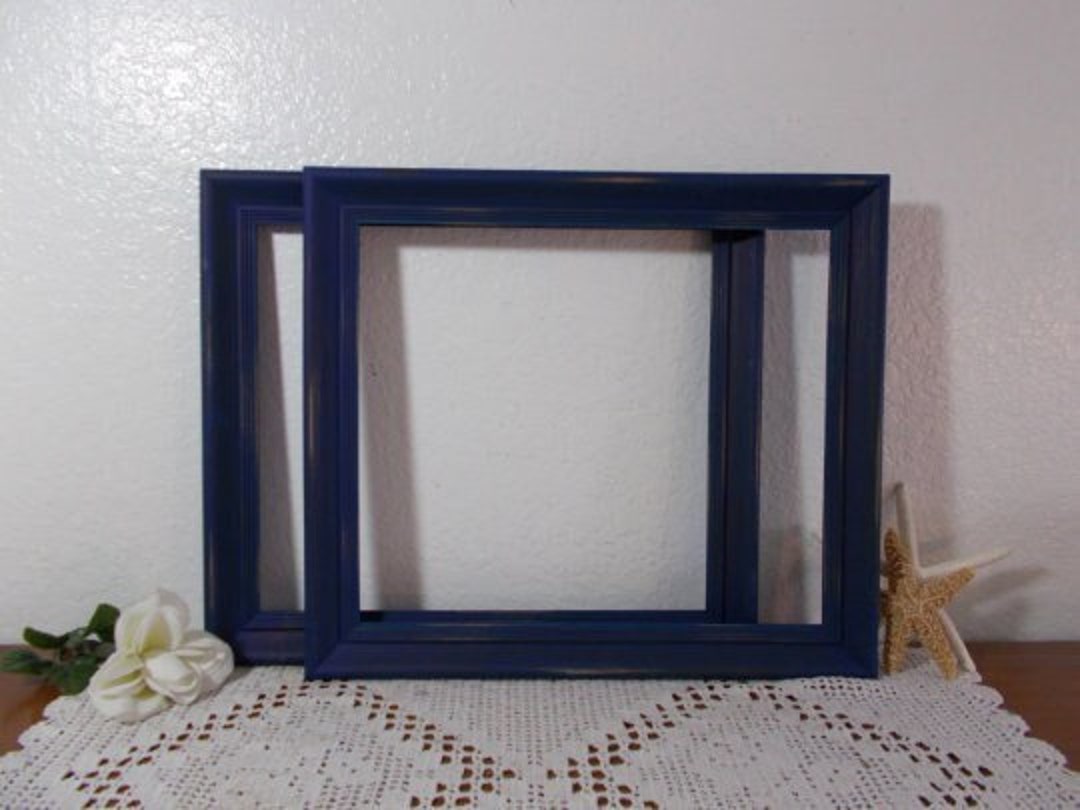 Blue Picture Frame Upcycled Vintage Wood 12 X 14 Rustic Shabby Chic ...