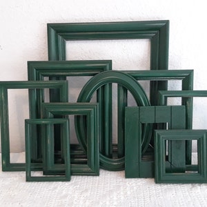Dark Forest Green Picture Frame Set up Cycled Vintage Rustic Shabby ...